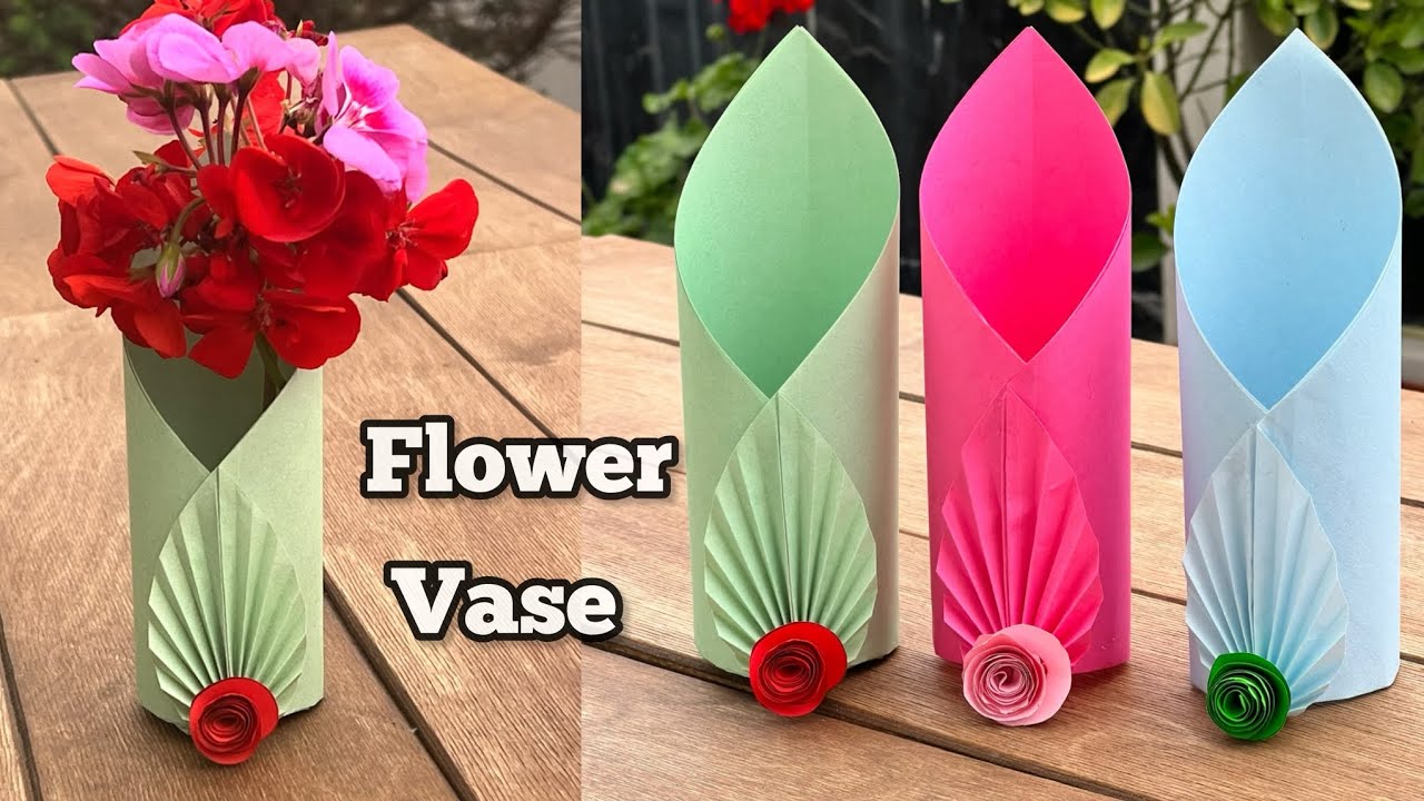 How to Make a Flower Vase at Home | Easy Paper Flower Vase | Simple ...