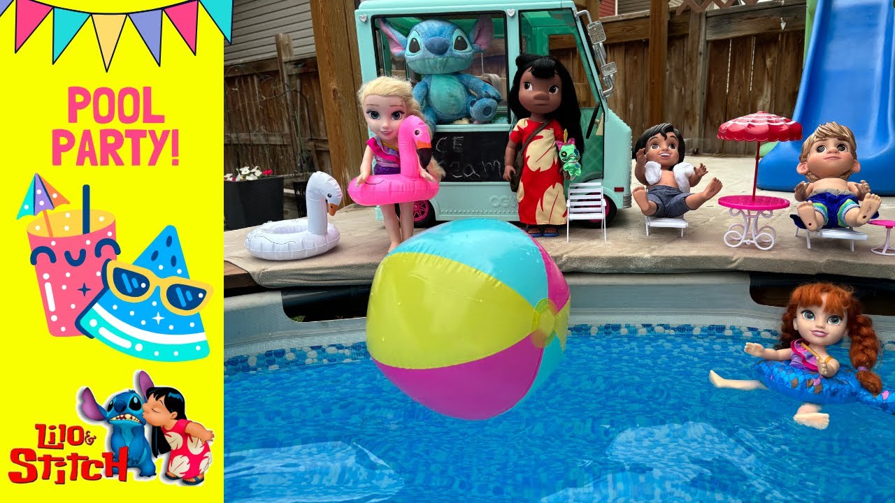 Anna & Elsa's 1st POOL PARTY | Swimming| Water Fight| Cannon Balls| Ice ...
