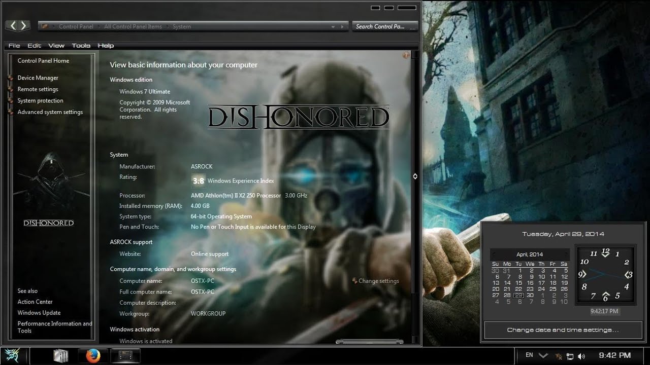Dishonored Windows 7 theme - YouTube