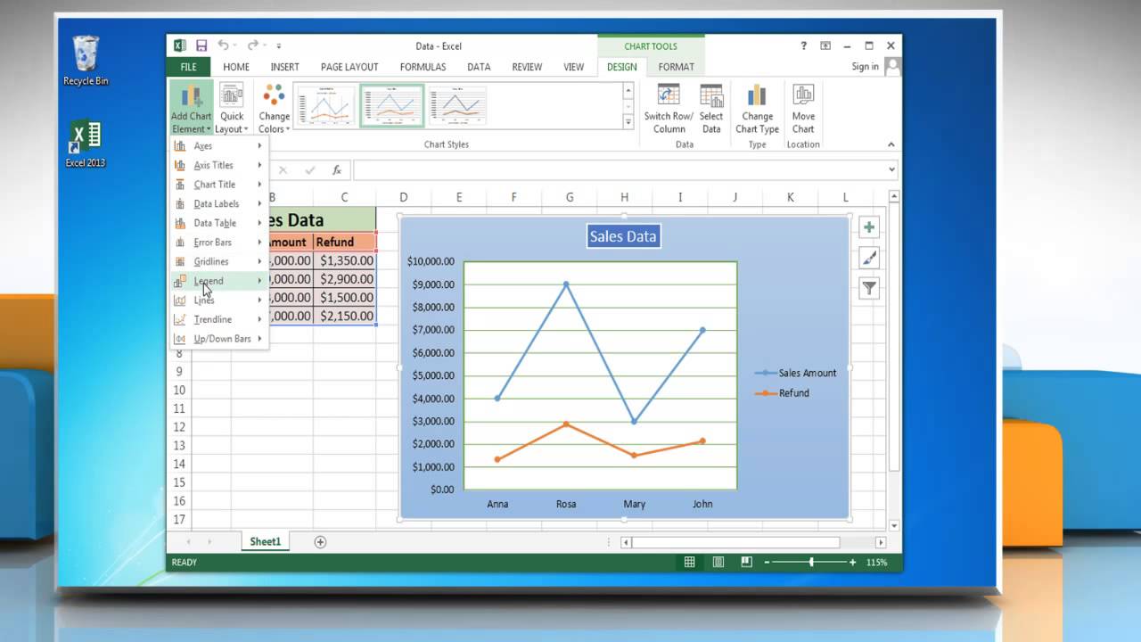 How to show & hide Legends to identify colors/patterns in Line Graphs ...