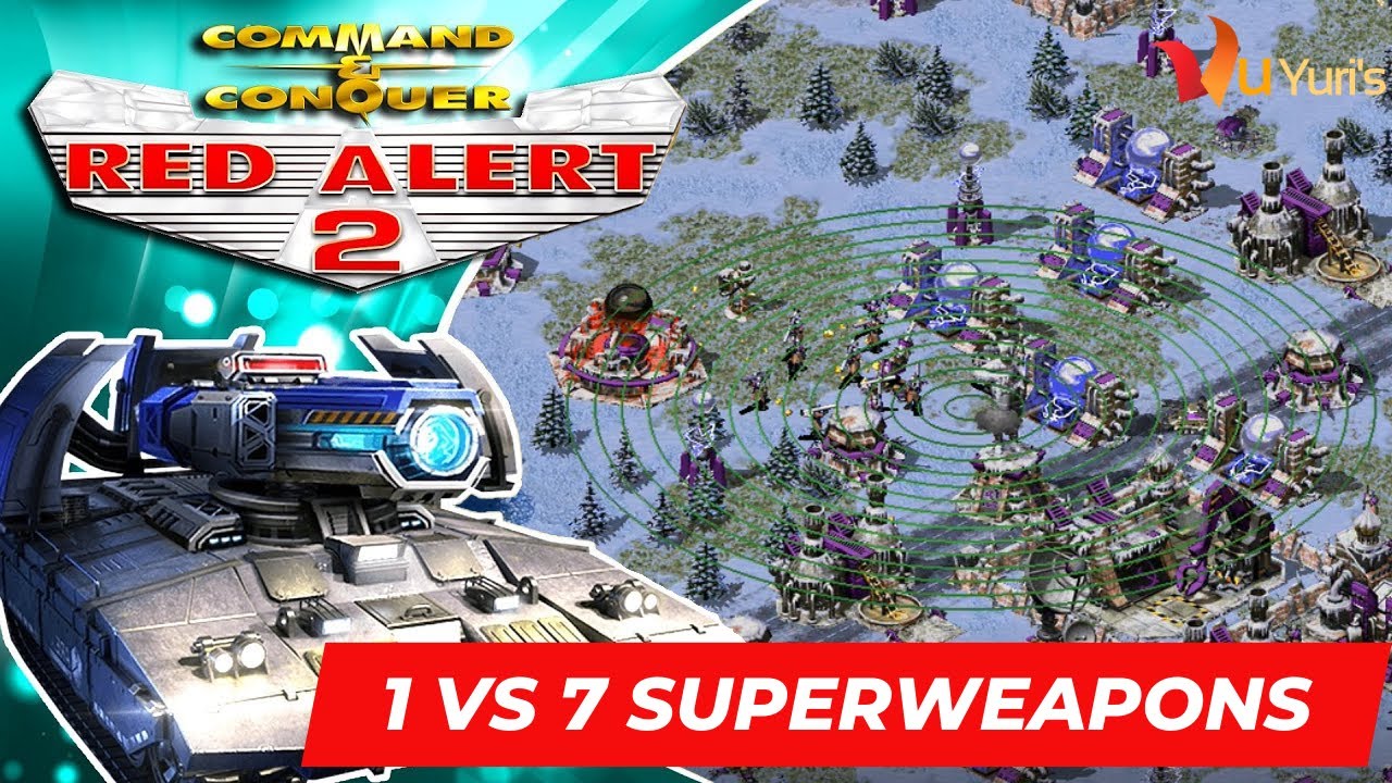 red alert 2 || 1 vs 7 superweapons - monster movie map - YouTube