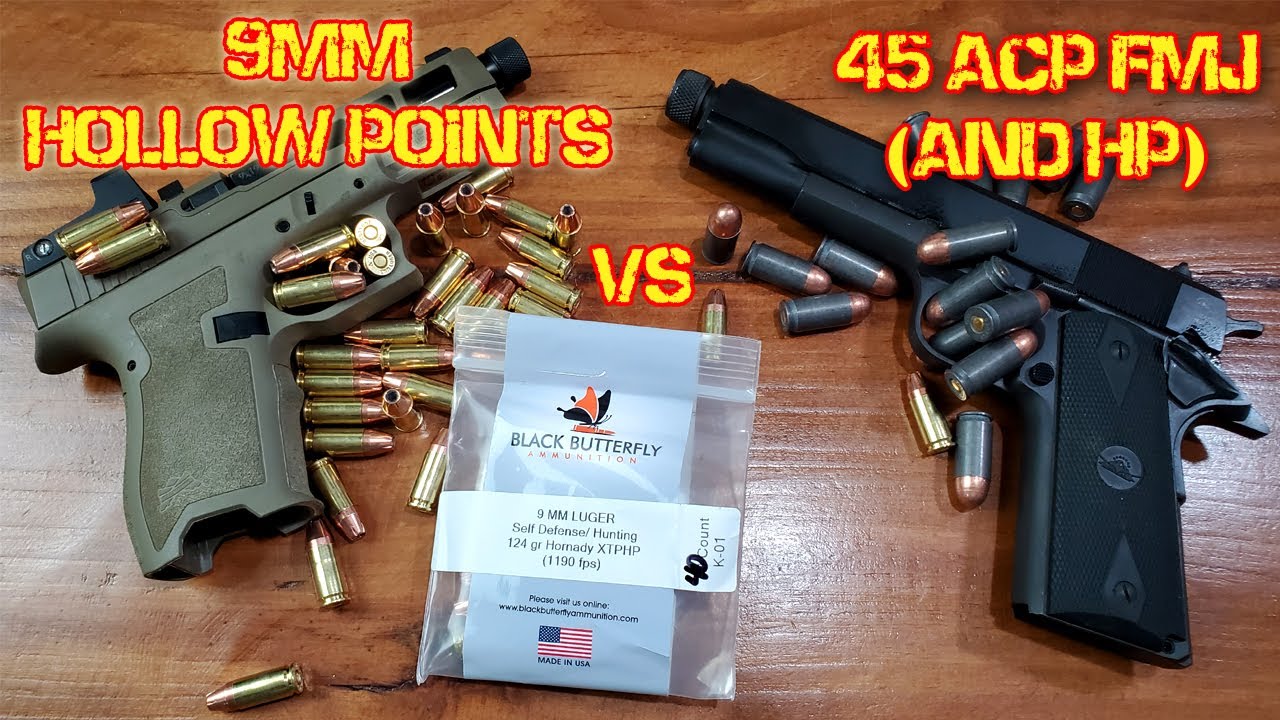 9mm vs 45ACP: Do 9mm hollow points even the score? - YouTube