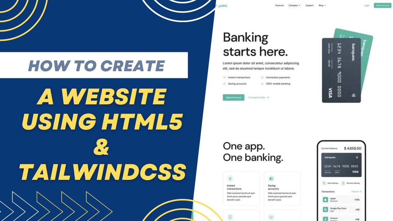 How To Create A Website Using Html5 And Tailwindcss Landing Page Design Navbar And Hero 7733