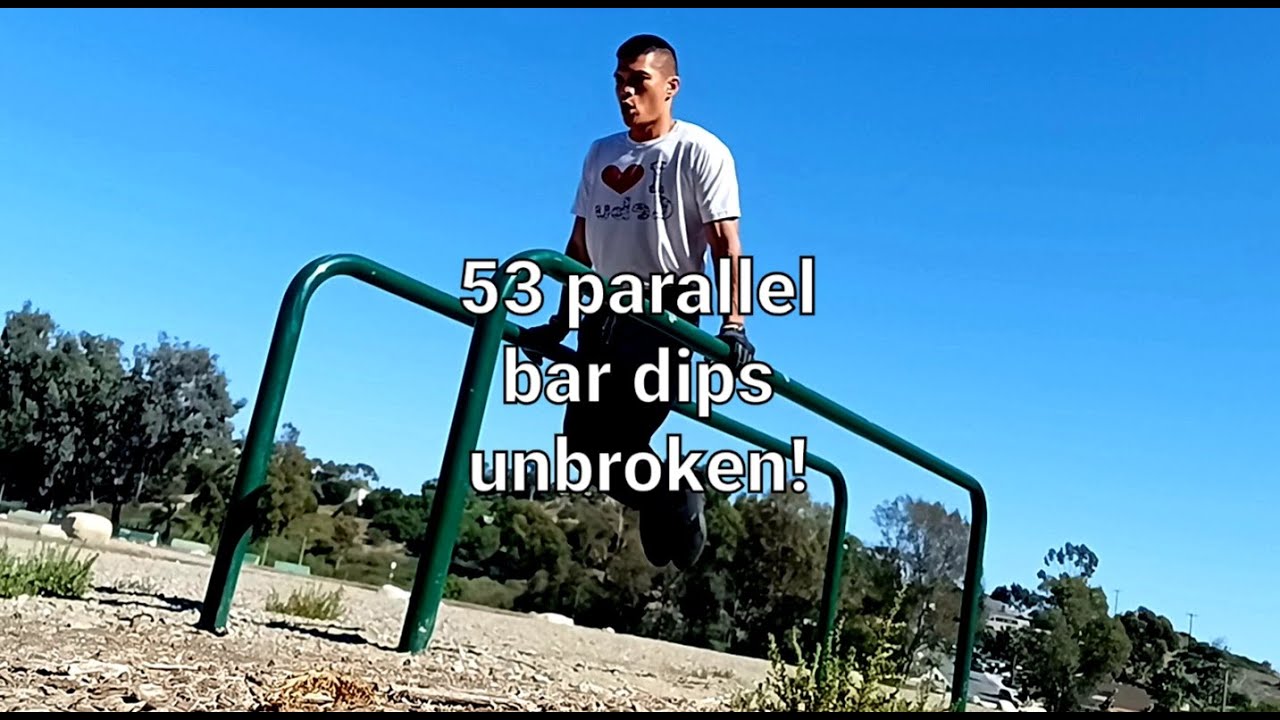 53 parallel bar dips unbroken! - YouTube