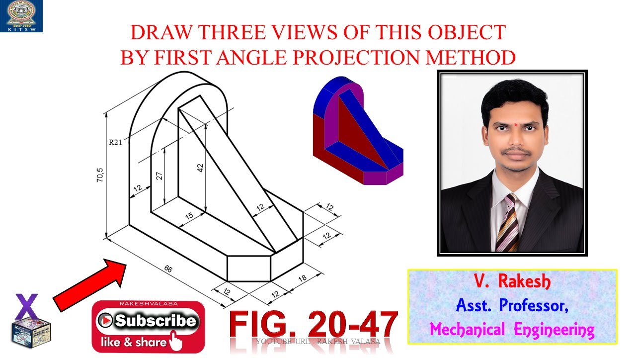 Figure 20.47, Orthographic projections; (ENGINEERING DRAWING BY N.D ...