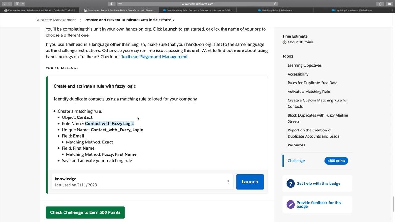 Resolve And Prevent Duplicate Data In Salesforce Trailhead Challenge