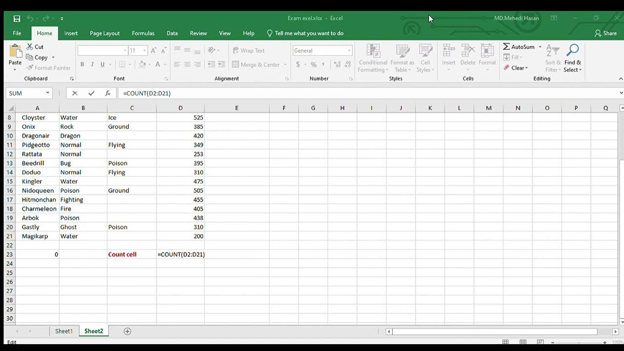 CountA Function in Excel - YouTube