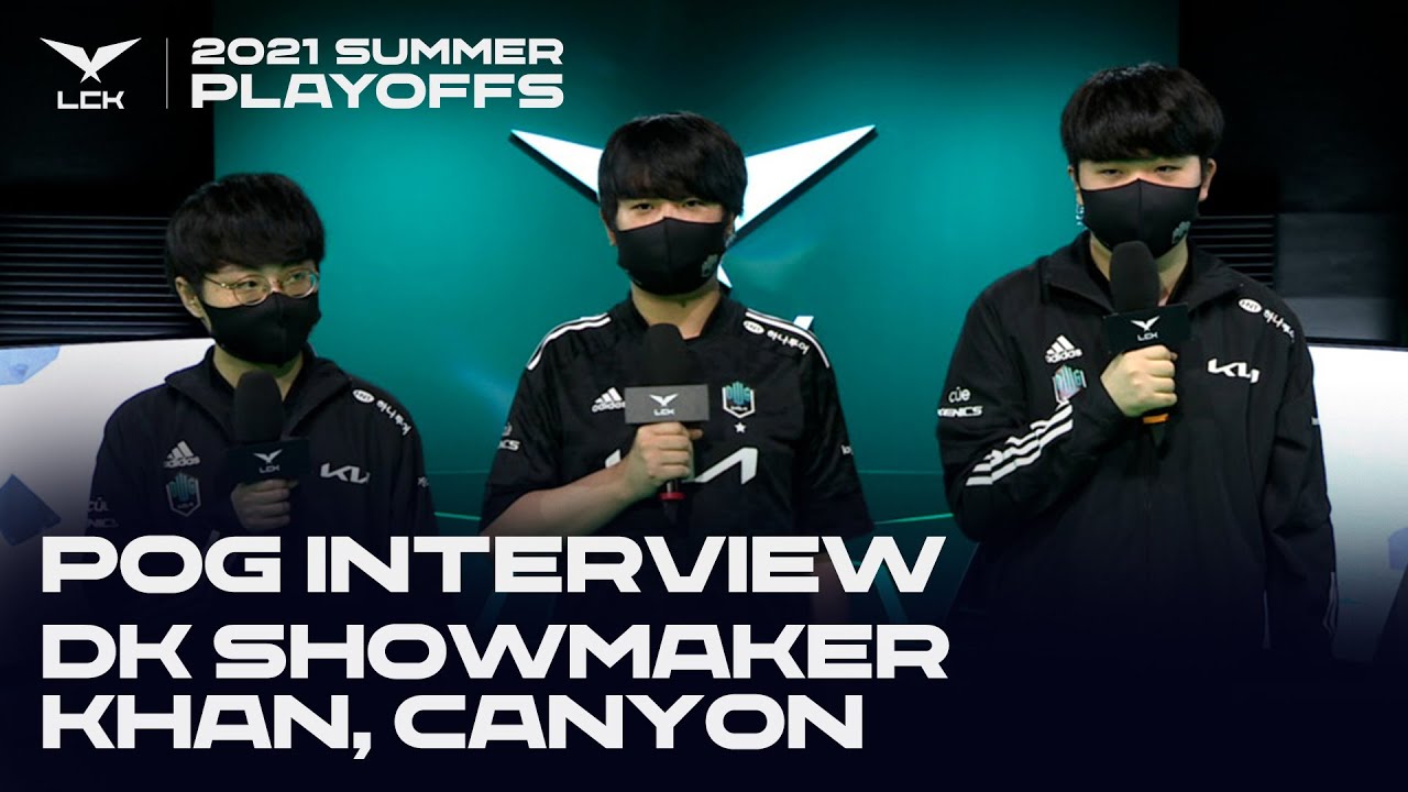 ShowMaker, Khan, Canyon 인터뷰 | 담원기아 vs. 농심 | 08.21 | 2021 LCK 서머 플레이오프 라운드2 - YouTube