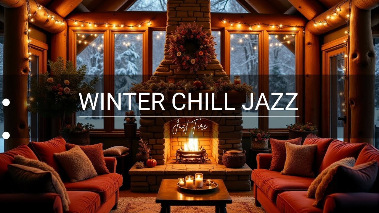 Soft Jazz Music On A Peaceful Winter Day Fireplace Crackling And Fire ...