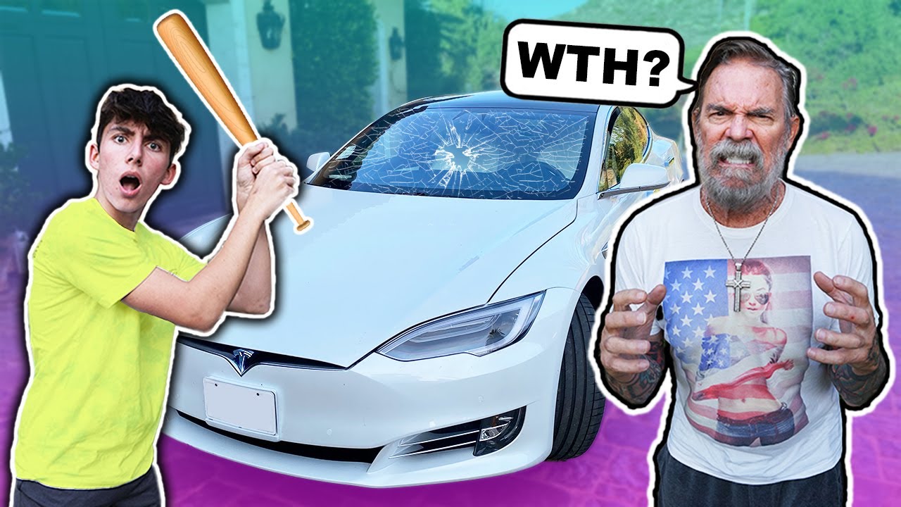I SMASHED My Dad's new TESLA PRANK **Gone Wrong**😡🤬 | MAD - YouTube