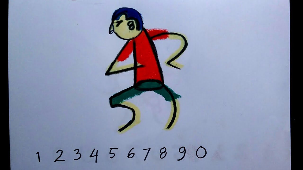 Menggambar Orang Menari dari Angka 0 - 9 - YouTube