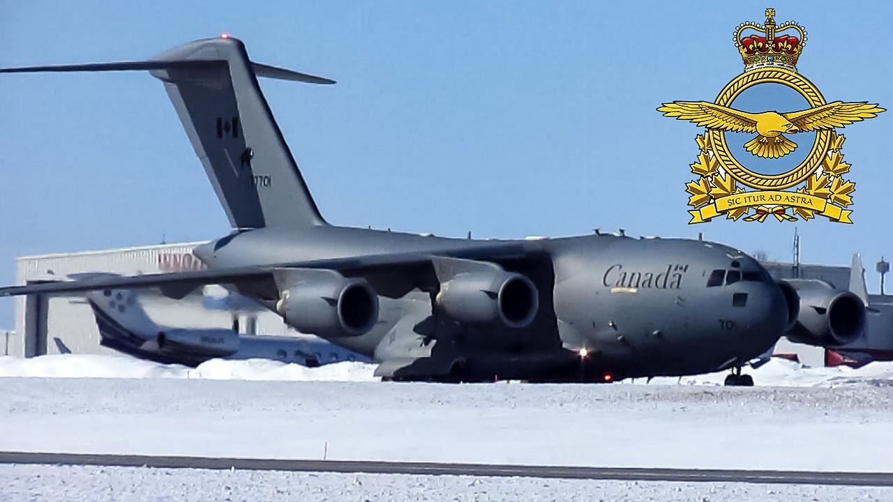 RCAF CC-17 (C17) taxiing & departing YOW on 25 - YouTube
