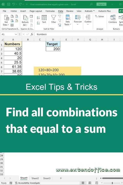 How to find all combinations that equal a given sum in Excel? - YouTube