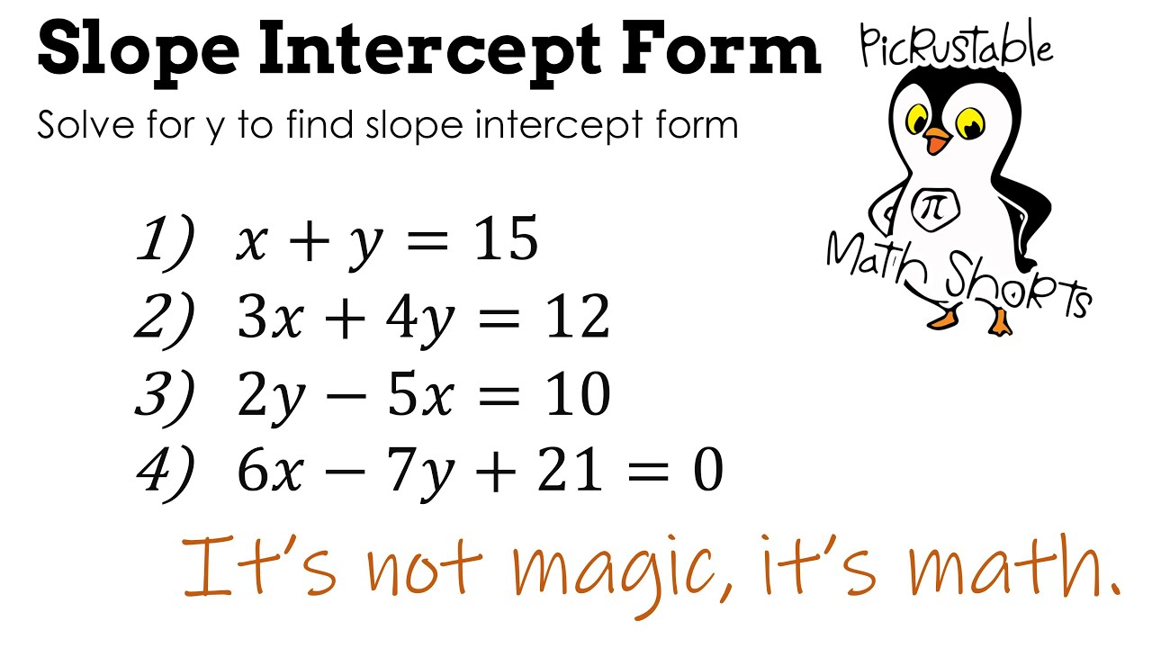Solve For Y To Find Slope Intercept Form YouTube Solve For Y To Find Slope Intercept Form YouTube
