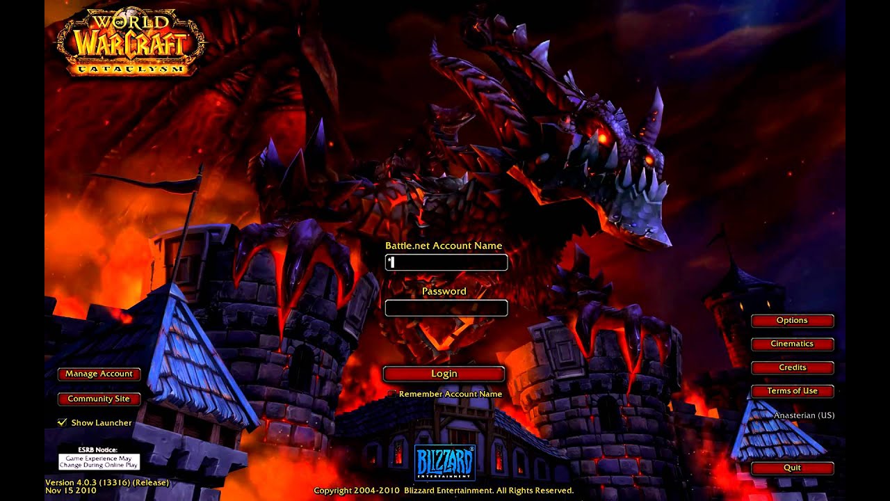 Cataclysm login screen - YouTube