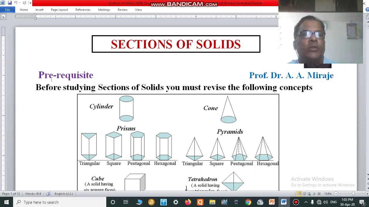 Sections of Solids ( Theory ) Part 1 - YouTube