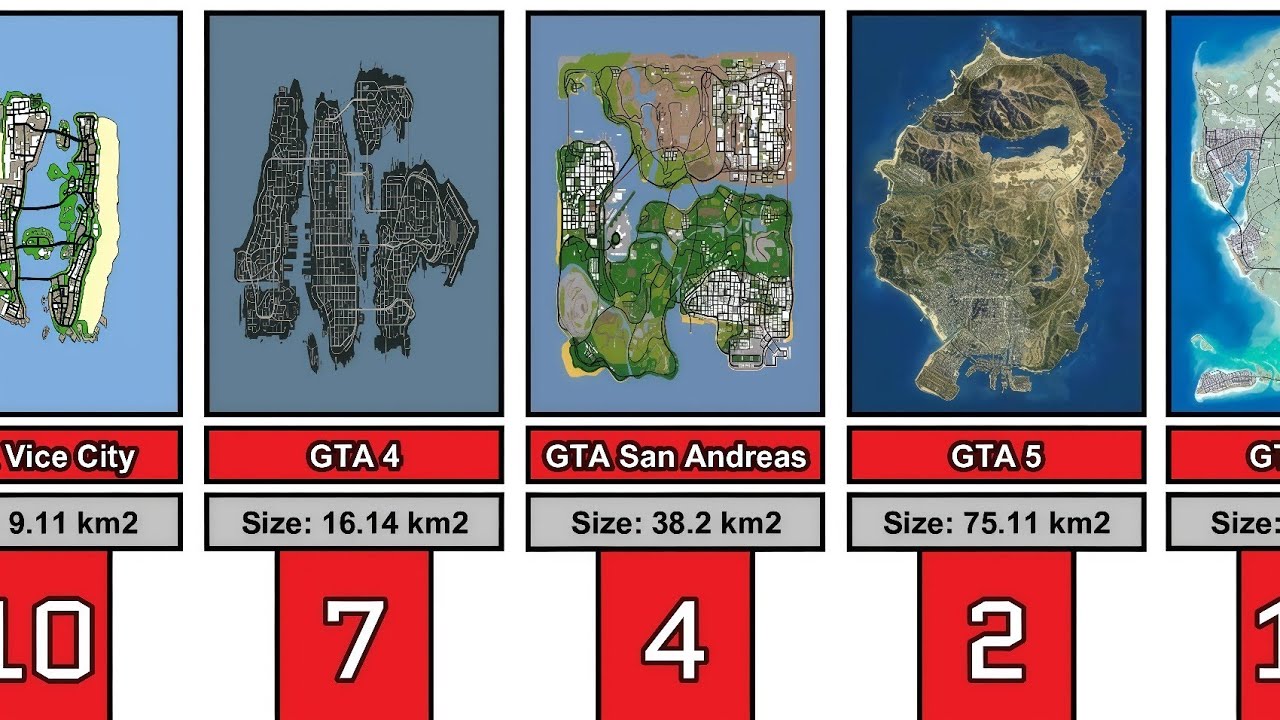 Every GTA Map Ranked by Size (Smallest to Largest) - YouTube