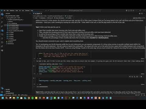 HSMA 6 1E - Intro to Python Part 1 - Exercise 2 (maths, conditional logic) - Solution - YouTube