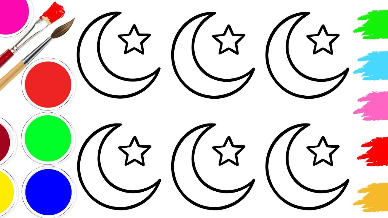 🌜⭐Easy Moon Drawing with step by step | Simple Moon Drawing for ...