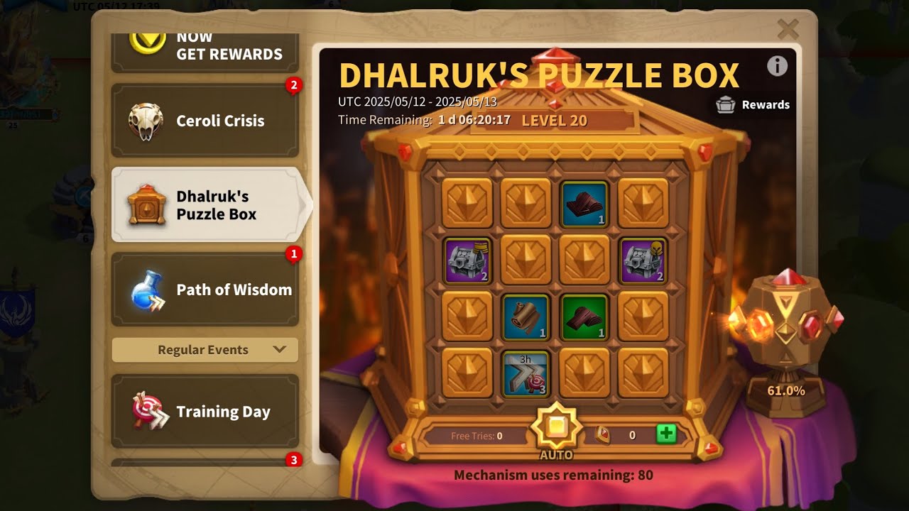 Rise of kingdoms - Grinding Materials DHALRUK’S PUZZLE BOX ( Spending ...