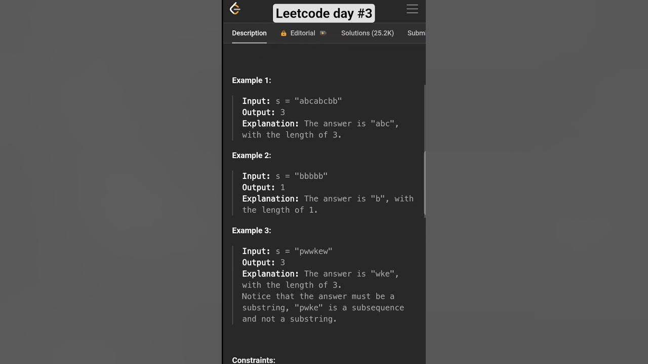 Leetcode Day 3 Longest Substring Leetcode Coder 3100