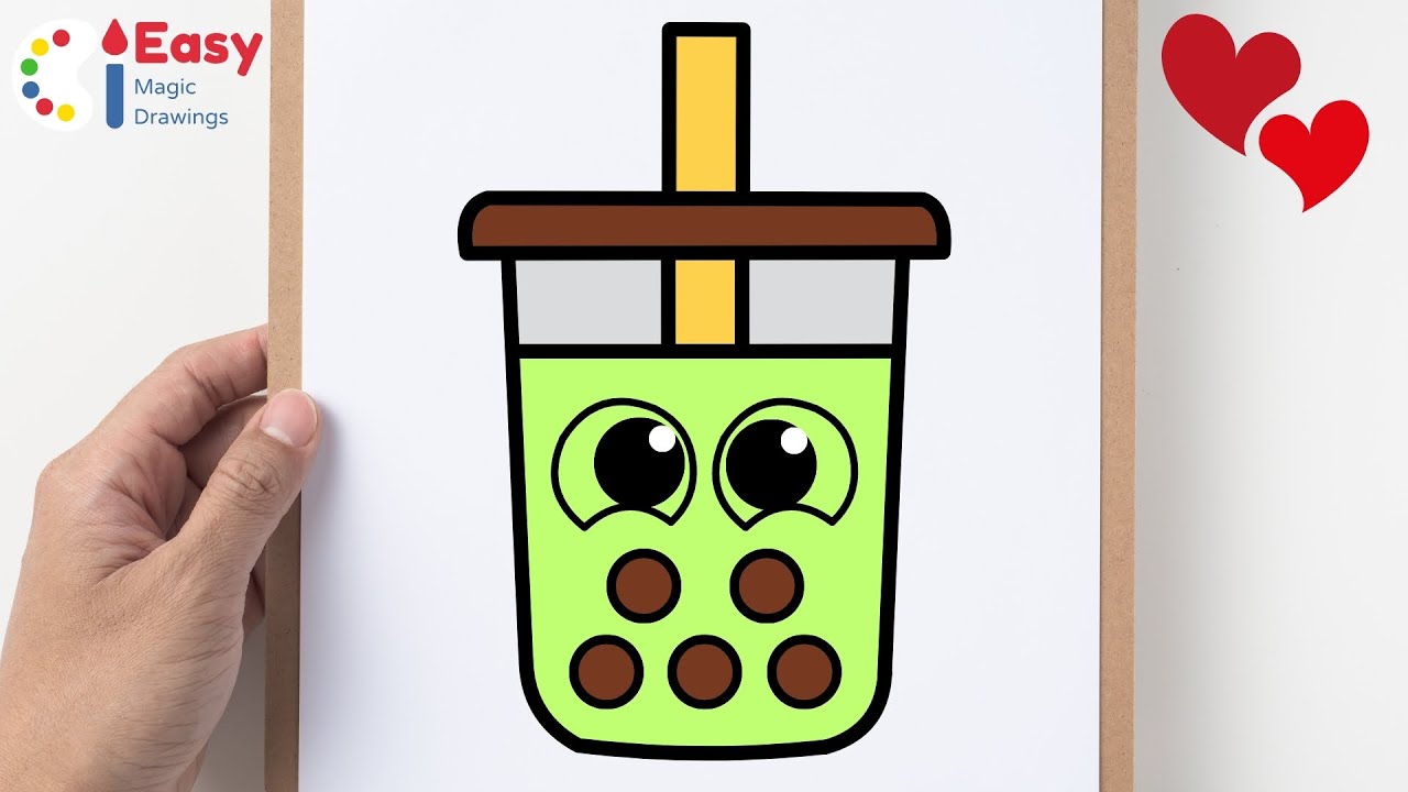 How to Draw Easy Cute Bubble Tea Step by Step 🧋 Kids Drawing & Coloring ...