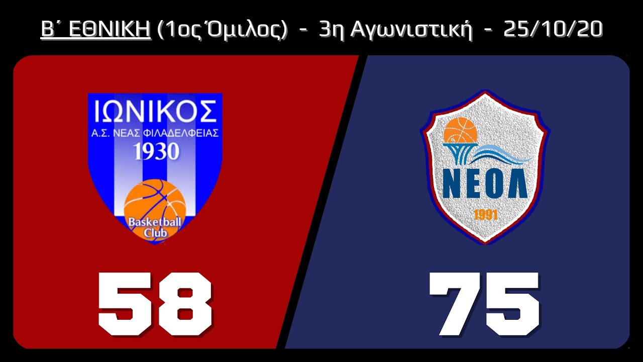 ΙΩΝΙΚΟΣ ΑΣ ΝΦ VS ΝΕΟΛ | Β' ΕΘΝΙΚΗ (1ος Όμιλος) | 3η Αγωνιστική | 2020 ...