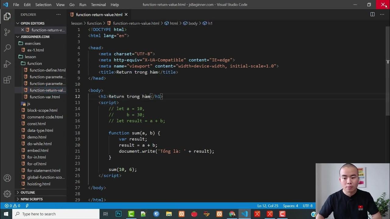 Bài 5 7 Trả về giá trị với lệnh return trong js - YouTube