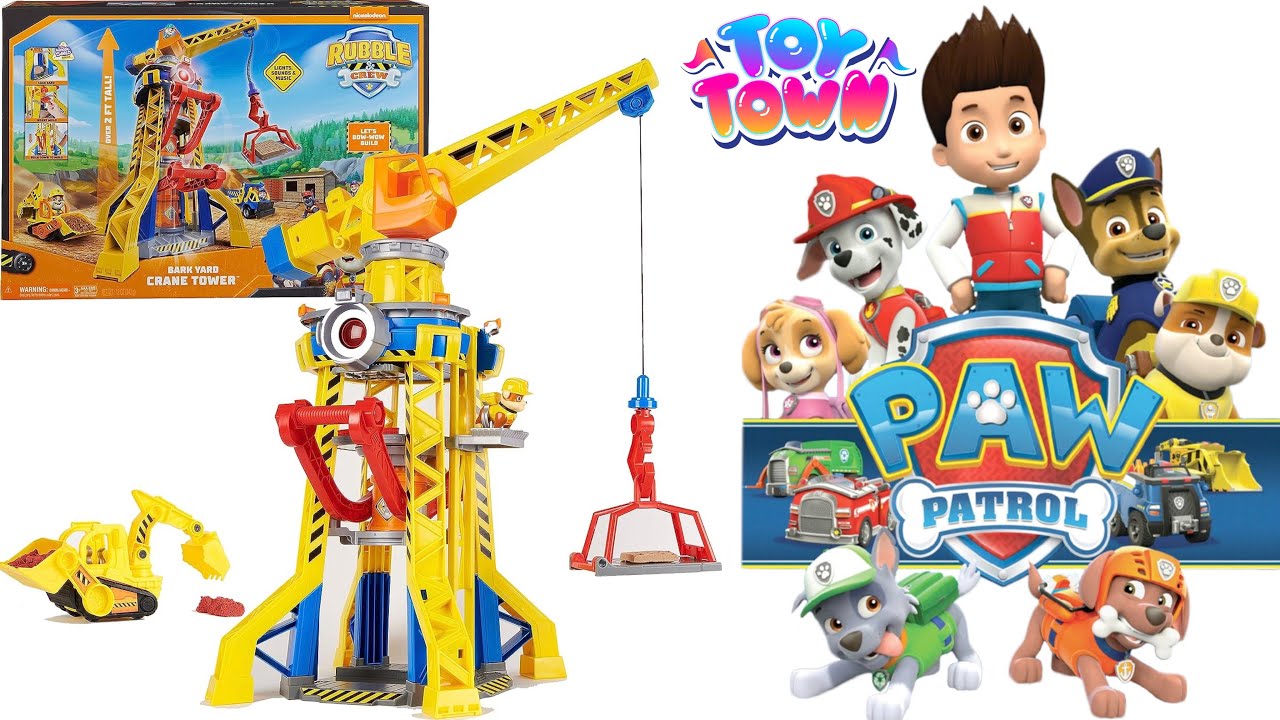 Paw Patrol Toy Rubble and Crew Bark Yard Crane Unboxing and Play ...