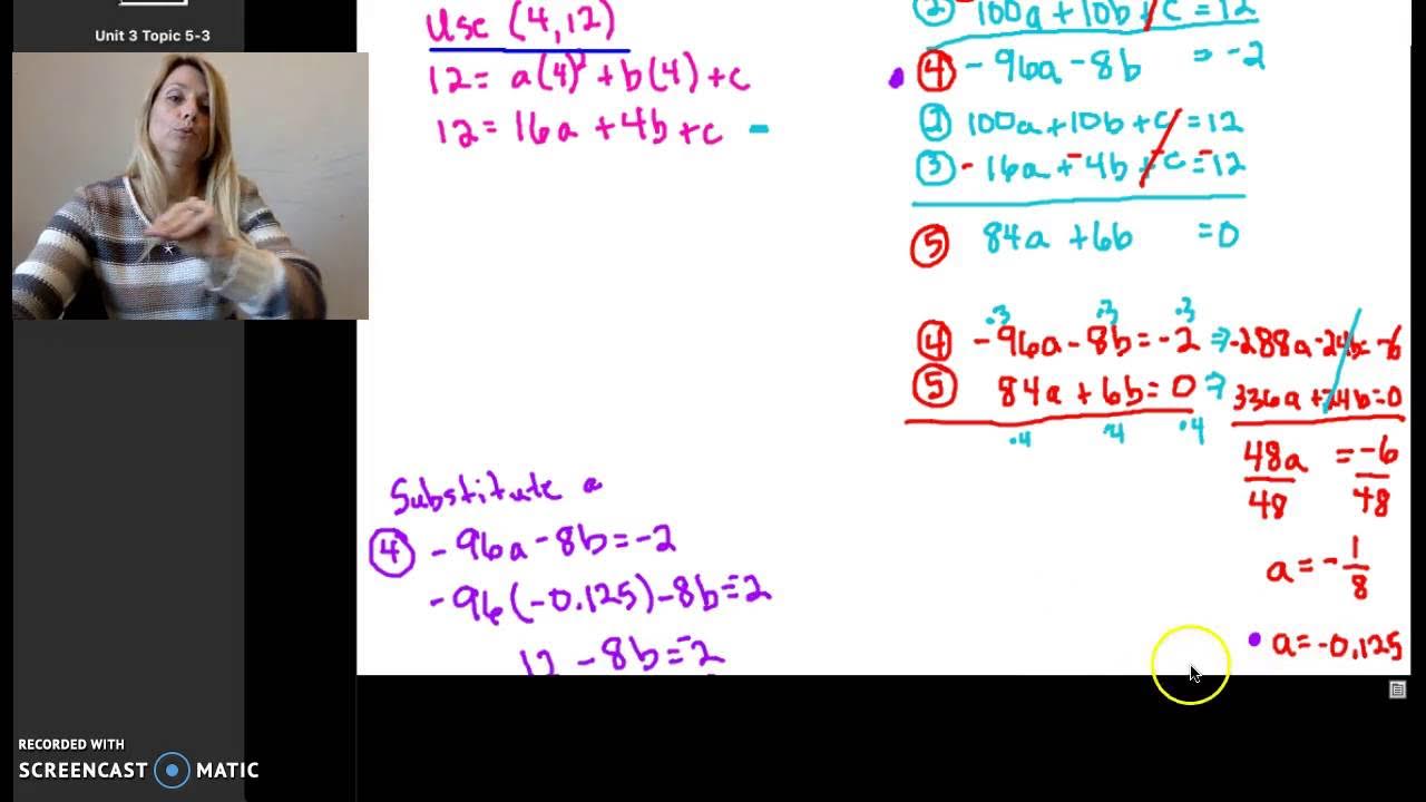 Unit 3: 5-3 Modeling With Quadratic Functions Ex. 2 - YouTube