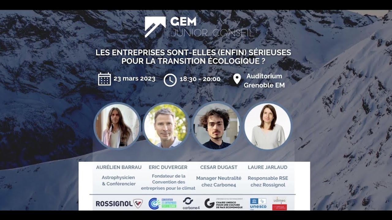 Conférence entreprises & transition écologique à l'école de management de Grenoble. - YouTube
