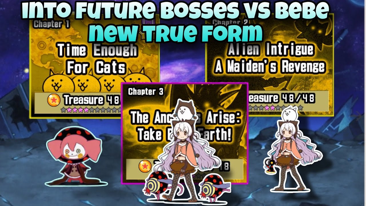All in to future bosses vs bebe new true form | the battle cats - YouTube