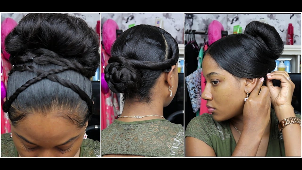 Quick Buns | Medium Length Relaxed Hair - YouTube