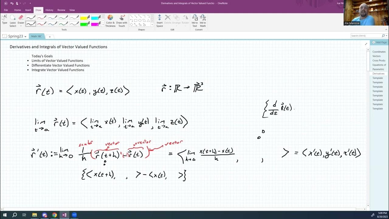 Calculus with Vector Valued Functions - YouTube