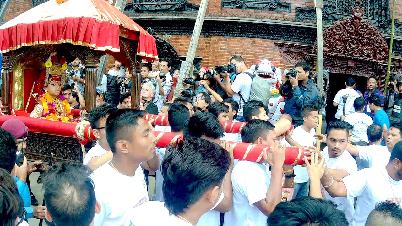 Living Goddess Kumari In Rath - Lakhe Dance on Indra Jatra - Nepal ...