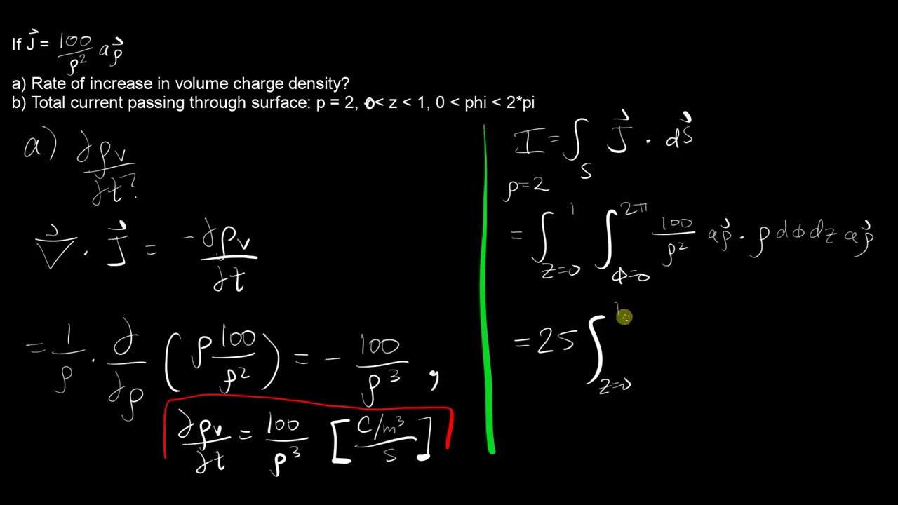 ELE401 - Rate of increase in volume charge density given current ...