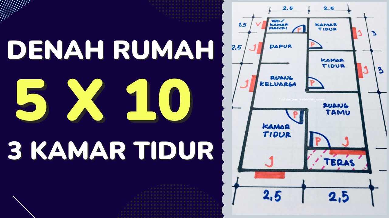 Denah Rumah 5x10 3 Kamar Tidur YouTube