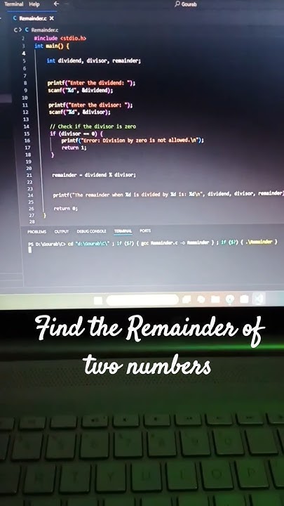 Find the Remainder of two numbers #Darbyer #CProgramming #ProgrammingTips #TechShorts # ...