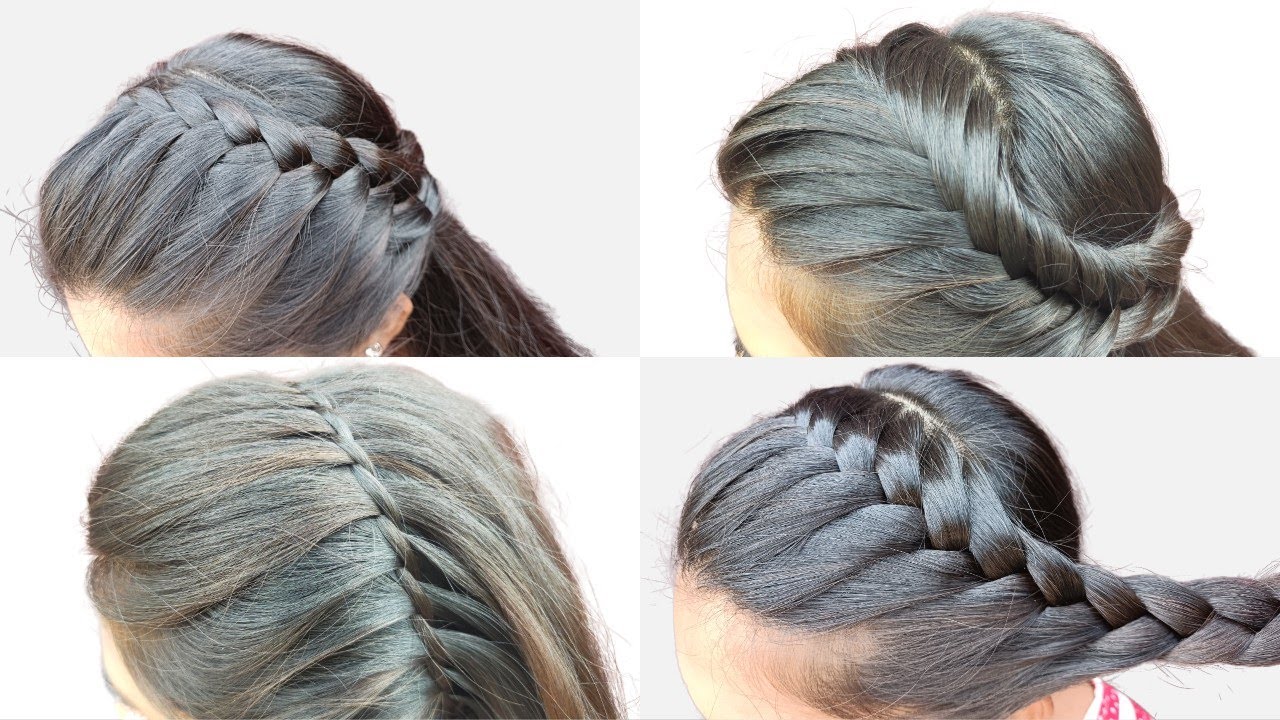 4 Front Side Braid Hairstyle step by step || 4 Simple Hairstyle - YouTube