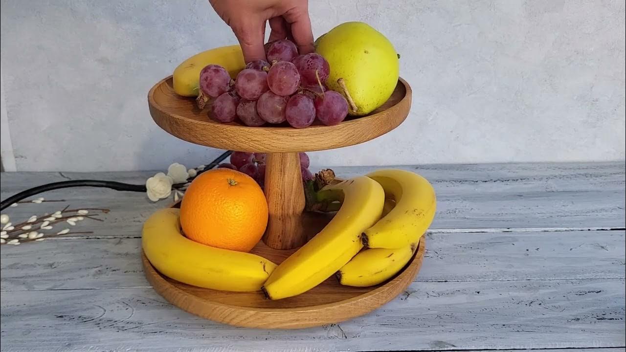 Фруктовница двухъярусная из дерева - YouTube