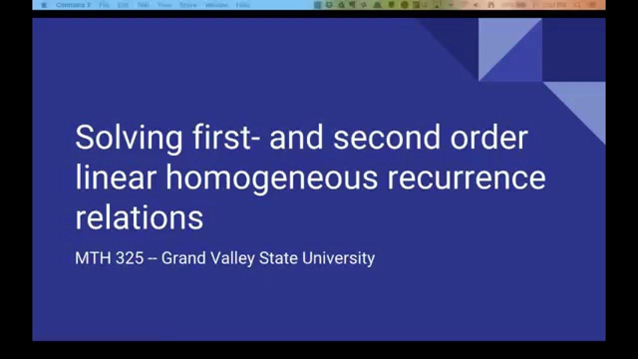 Solving linear homogeneous recurrence relations - YouTube