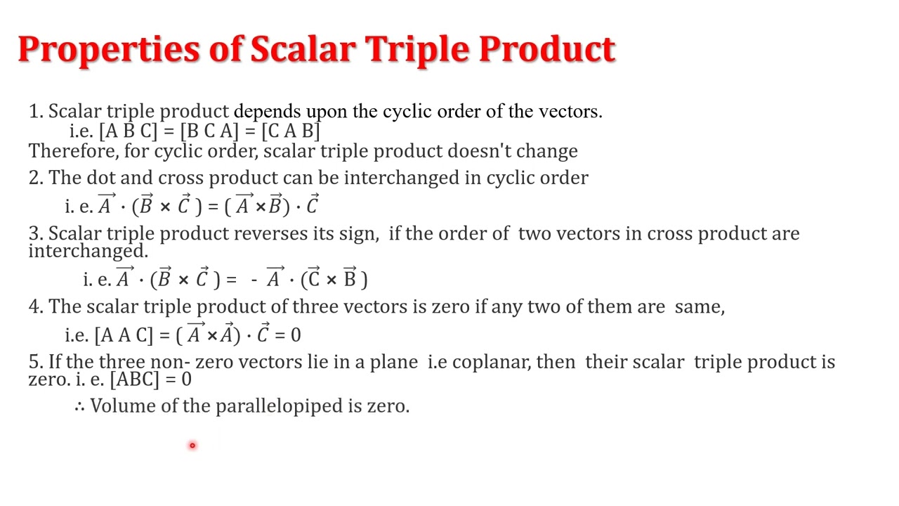 Properties Of Scalar Triple Product YouTube Properties Of Scalar Triple Product YouTube