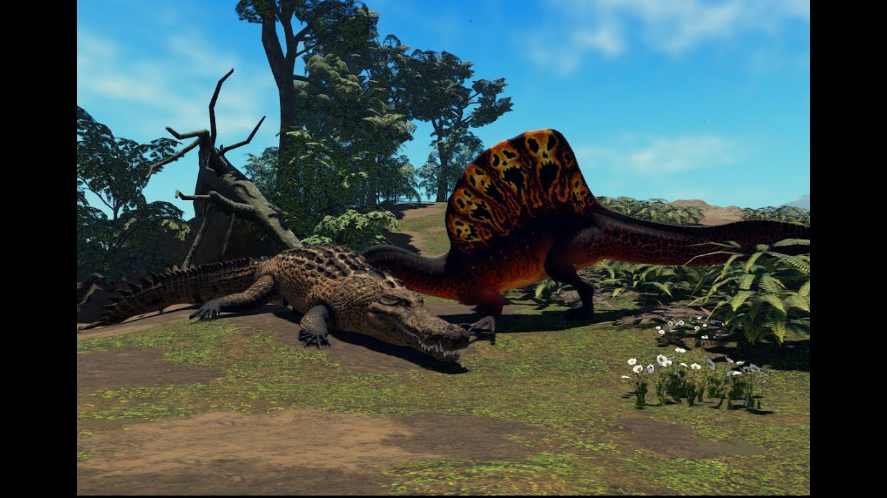Prior Extinction adult Deinosuchus vs adult Spinosaurus - YouTube