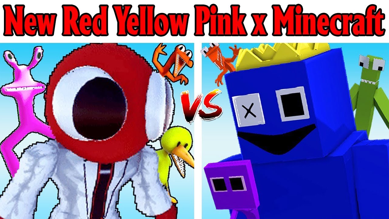 FNF Rainbow Friends Roblox Red & Pink & Yellow vs Minecraft FNF Mod ...