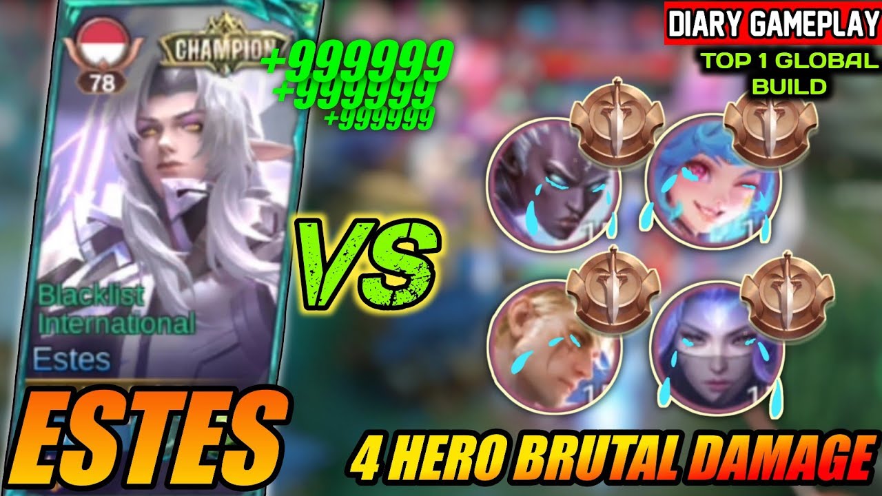 HARD MATCH! ESTES SOLO RANK VS 4 HERO BRUTAL DAMAGE | Best Build Estes ...