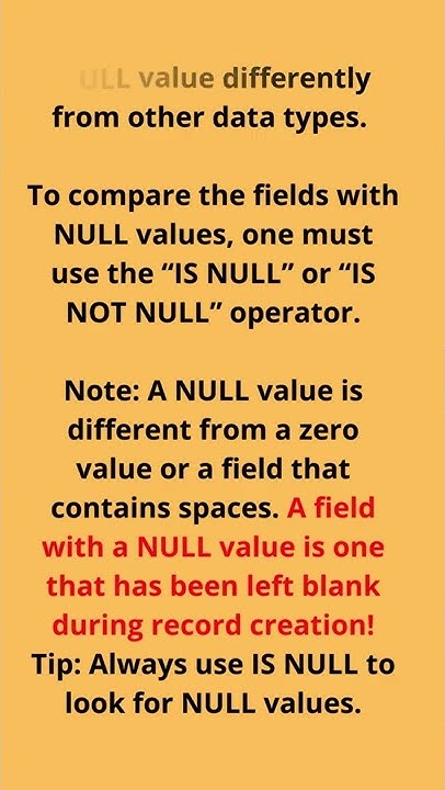 #SQL How to test for NULL values in a database | #shorts | Data Science ...