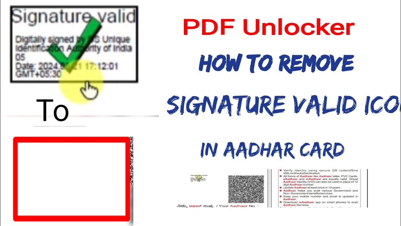 How to remove signature Valid icon in aadhar card 2024..Aadhar card ...