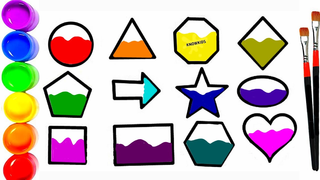 Learn 2d shapes circle,Square,star,triangle drawing for kids |colours ...