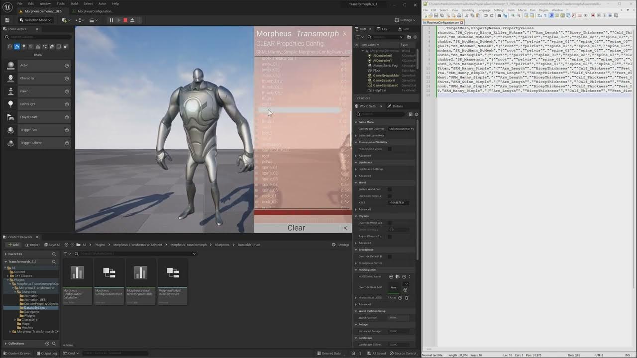 Morpheus Transformorph 2.0 Data (CSV / Datatable) Export/Import - YouTube