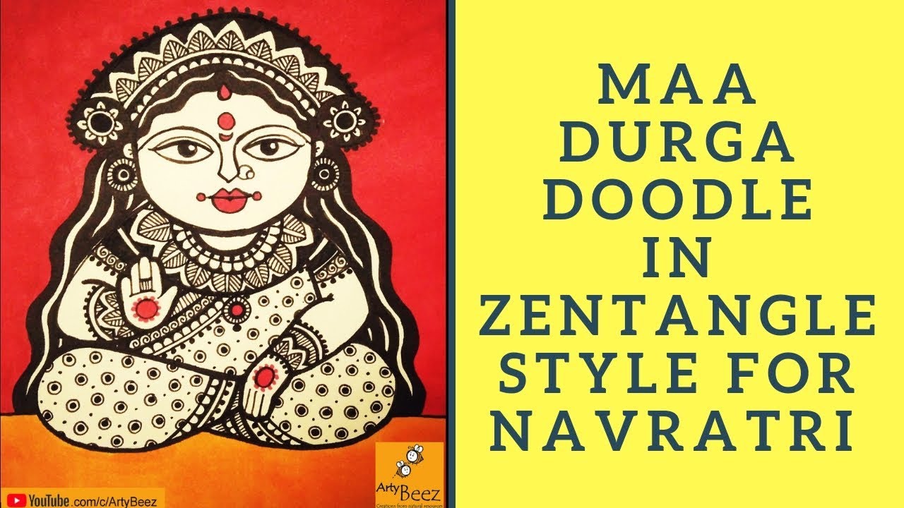 Maa Durga doodle in zentangle style for Navratri - YouTube